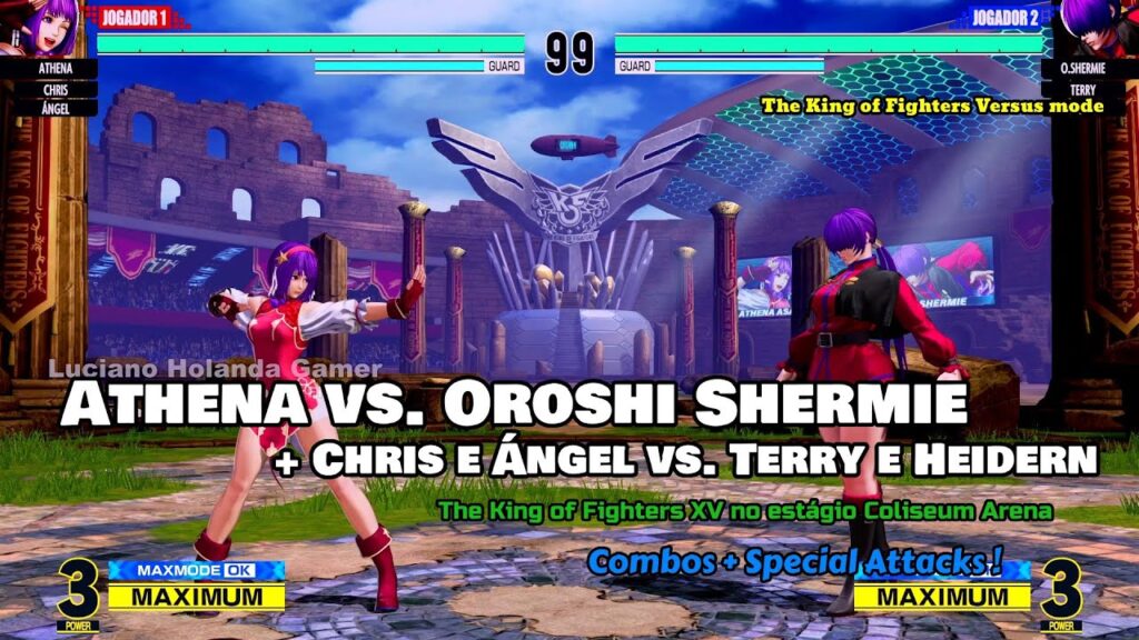 Athena, Chris e Ángel vs. Oroshi Shermie, Terry Bogard e Heidern ...