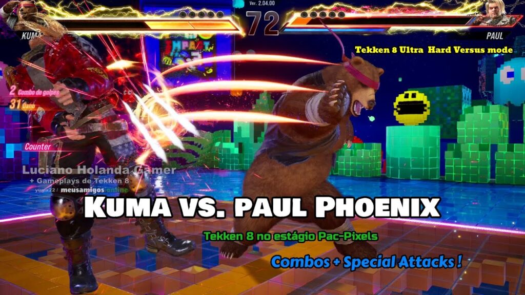 Kuma vs. Paul Phoenix no estágio Pac-Pixels [ Special Attacks ] Fúria ...